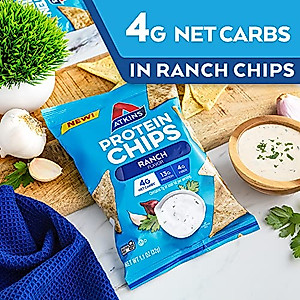 Atkins Ranch Protein Chips, 4g Net Carbs, 13g Protein, Gluten Free, Low Glycemic, Keto Friendly, 12 Count