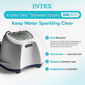 Intex QS500 Krystal Clear Saltwater Chlorine System for Above Ground Pools: Keeps Water Clean and Clear – Reduces Chemical Use – Up to 7000 Gal. Pools