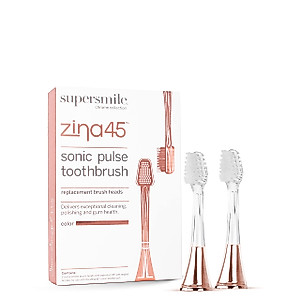 Supersmile Zina45 Replacement Brush Heads for Sonic Pulse Toothbrush, Rose Gold, 2 Count (Pack of 1)