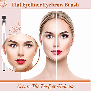 Nuogo 12 Pieces Flat Eyeliner Eyebrow Concealer Brush Flat Definer Eyebrow Brush Firm Stiff Thin Synthetic Bristle Concealer Brush Eyeliner Brush Applicator with Gel Powder Cream Cake Makeup for