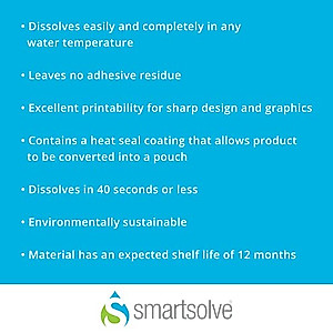 SmartSolve 3 pt. Water-Soluble Paper, White, IT118698, Dissolves Quickly In Water, Biodegradable, Printer Compatible, Crafts, Drawing, Notes, Letter Size, 8.5” x 11”, Pack Of 10 Sheets