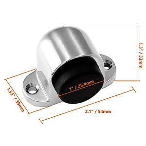 PHITUODA 1.3 Inch / 33mm Heavy Duty Floor Door Stopper, Floor Mount Door Stop with Silent Rubber Bumper, Stainless Steel Brushed Finish - Pack of 1
