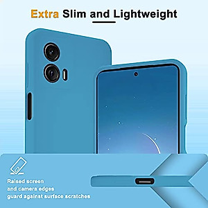 YENAPOON for Motorola Moto G 5G 2023 Case, Silicone Phone Case with 2 Screen Protector, Soft Anti-Scratch Microfiber Lining, Full Body Shockproof Slim Cover, Blue