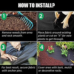 Mininfa Weed Barrier 6ft x150ft (When Unfold), 3.8OZ Heavy Duty Woven Landscape Fabric, Polypropylene Eco Friendly Weed Block for Outdoor or Greenhouse