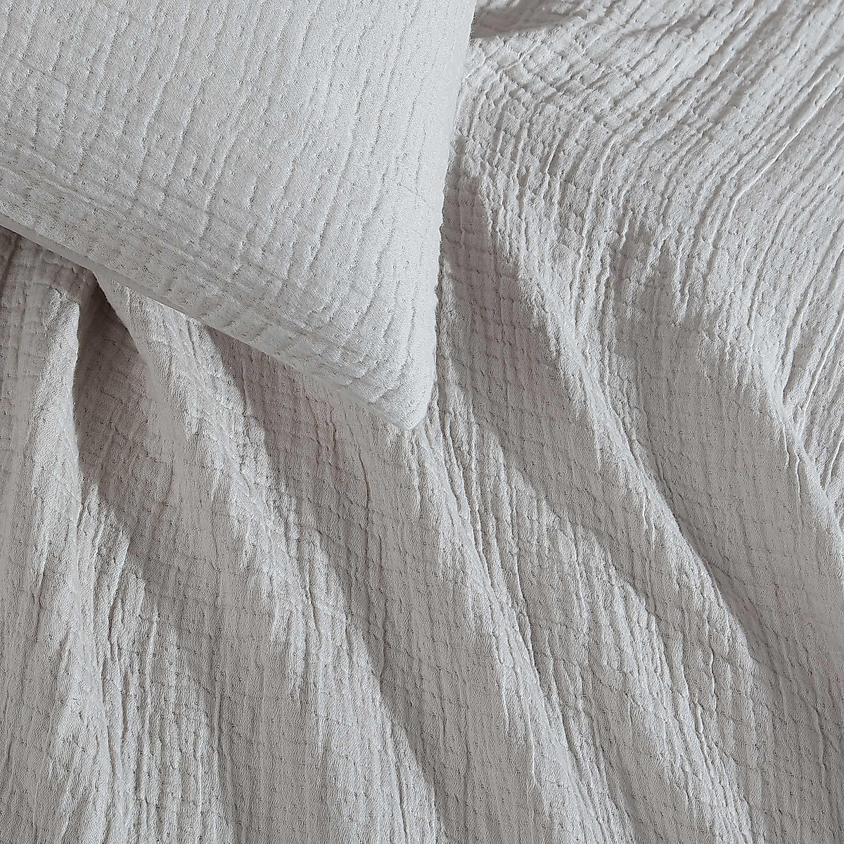 Calvin Klein - Queen Duvet Cover Set, Soft Cotton Jacquard Bedding, Crinkle Textured Home Decor (Washed Texture Aluminum Grey, Queen)