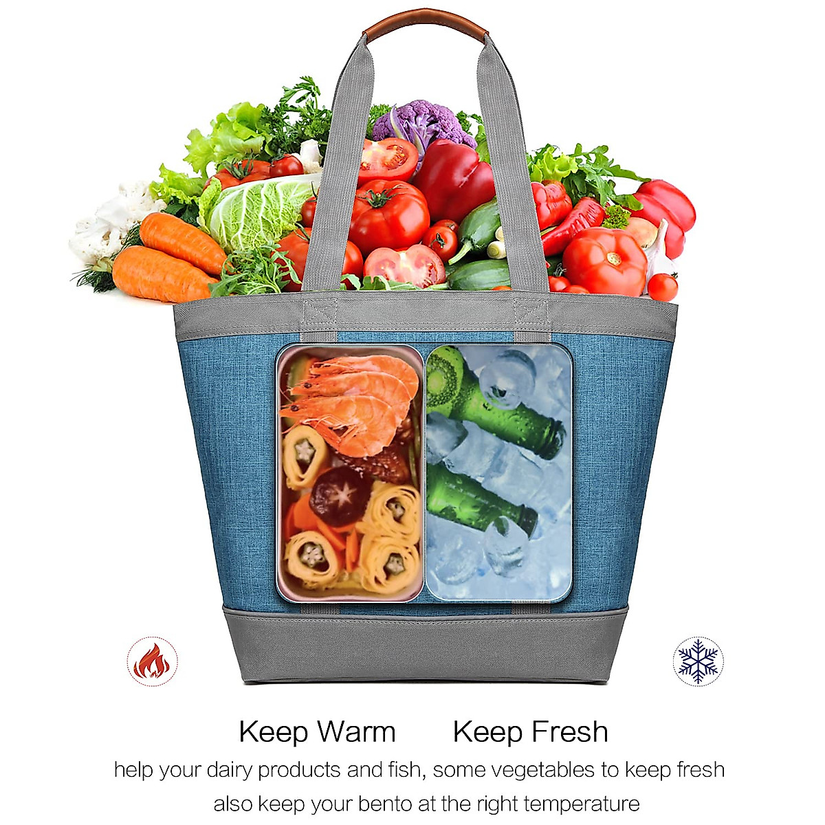 Insulated Cooler Bag - Reusable, Thermal Foam Insulation for Hot/Cold Food, Ideal for Delivery, Travel, and Picnics