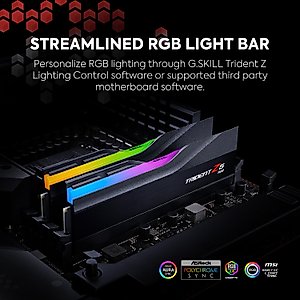 G.SKILL Trident Z5 RGB Series (Intel XMP 3.0) DDR5 RAM 32GB (2x16GB) 6800MT/s CL34-45-45-108 1.40V Desktop Computer Memory UDIMM - Matte Black (F5-6800J3445G16GX2-TZ5RK)
