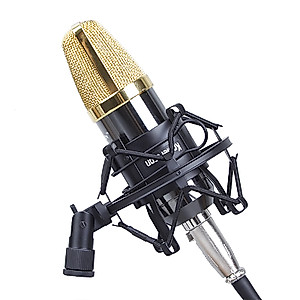 Koolertron Microphone Shock Mount,Mic Clip Holder,Universal 50MM Anti-Vibration Mic Holder for 48MM-54mm Diameter Studio Condenser Mic (Black)