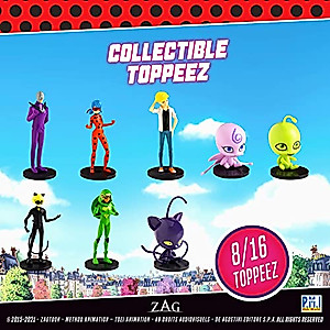 P.M.I. Miraculous Ladybug Designs Topeez | 8 Miraculous Ladybug Topeez Out of 16 Designs in 1 Pack | 6 Topeez and 2 Rare Hidden Mystery Topeez (Assortment B)