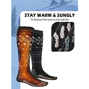 OutdoorMaster Unisex Ski Socks,Skiing and Snowboarding Socks for Men & Women with Over the Calf Design/Non-Slip Cuff