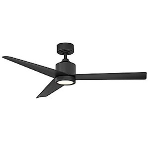 Lotus Smart Indoor and Outdoor 3-Blade Ceiling Fan 54in Matte Black with 3000K LED Light Kit and Remote Control works with Alexa, Google Assistant, Samsung Things, and iOS or Android App