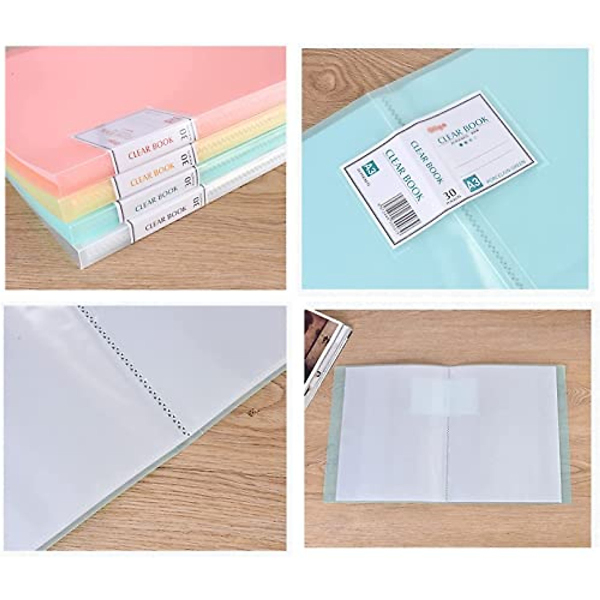 A3 30 Pags Diamond Painting Storage Book,Clear Pockets Art Plastic Sleeves Protectors,Large Portfolio Folder,Artwork Report Sheet Letter Storage, Binder for Artist,Photo Album Refill Pag