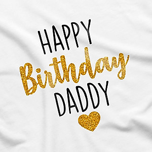 Organic GOTS Certified Baby Onesie Unisex Bodysuit 0-18 months - Happy Birthday | Present Gift (Gold - Happy Birthday Daddy, 0-3 Months)