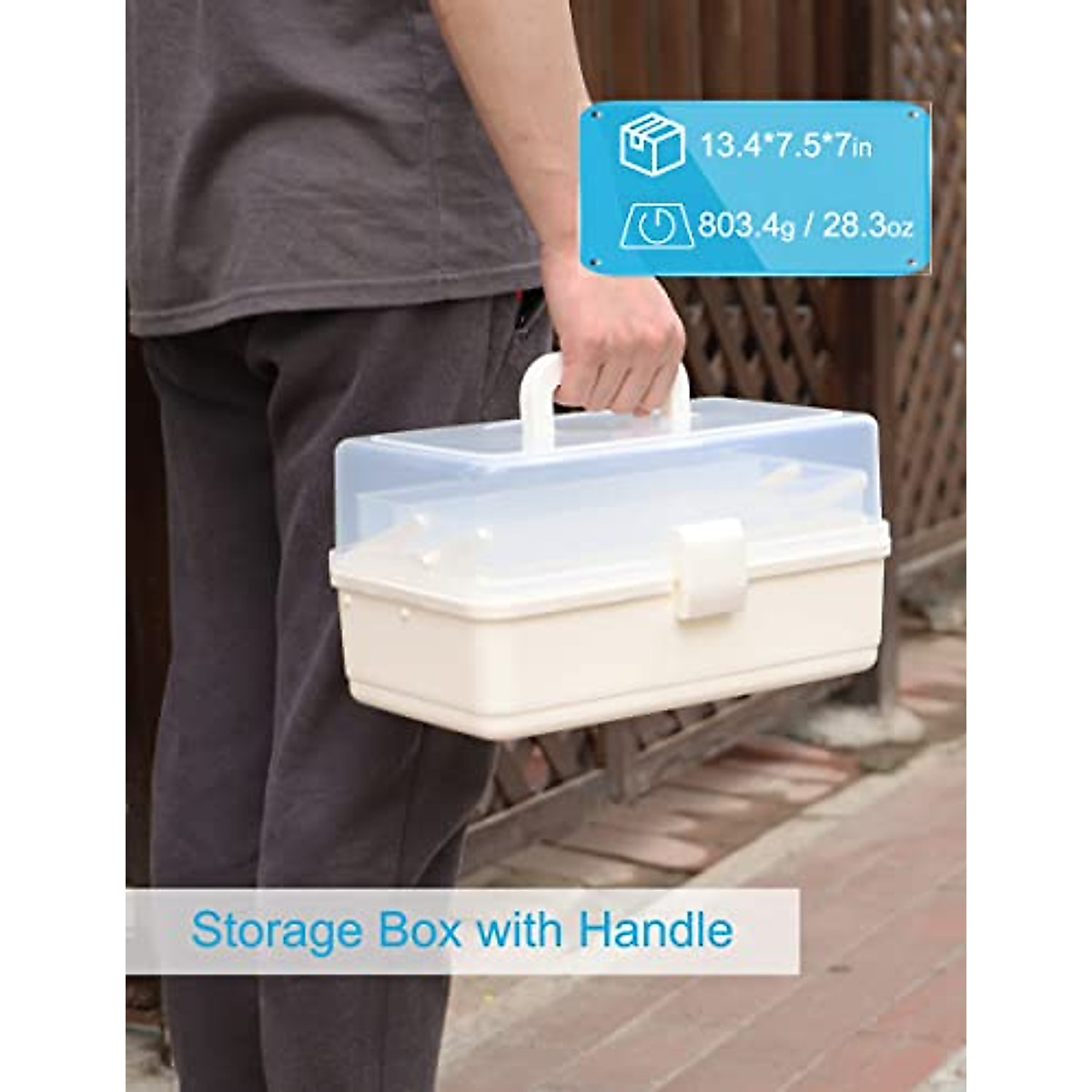 Facikono Craft Tool Box 3 Layer Storage Box Art Craft Box Tackle Box Organizer Hair Supply Organization Box Sewing Box Medication Organizer White Plastic Tool Box