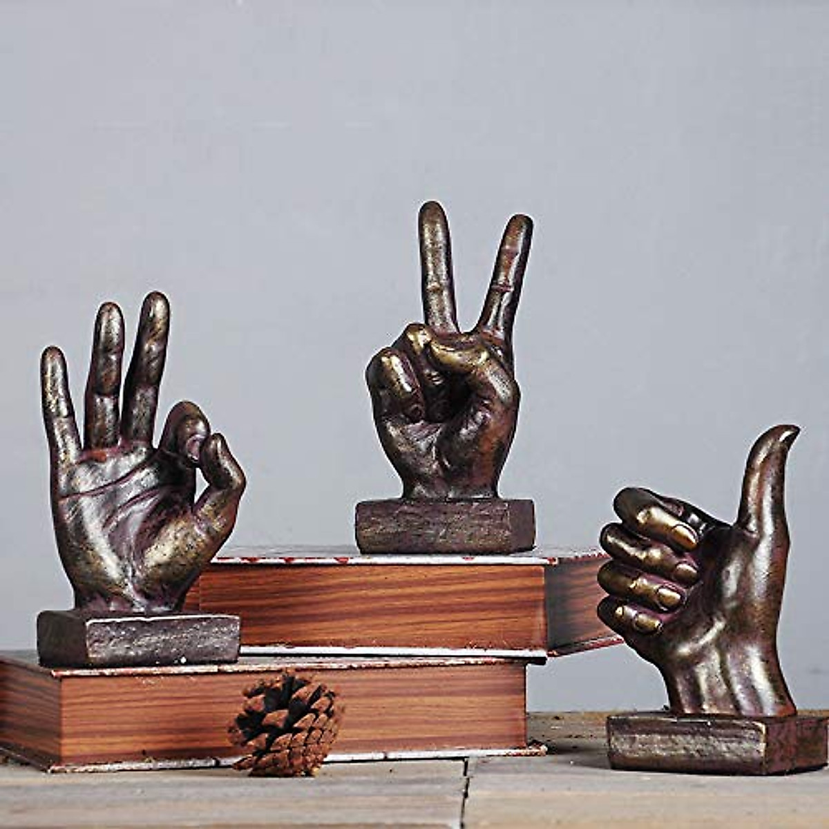 Nice purchase Hand Finger Gesture Desk Statues Fingers Sculpture Creative Home Living Room Cabinet Shelf Decoration (Thumbs-up in Silver)