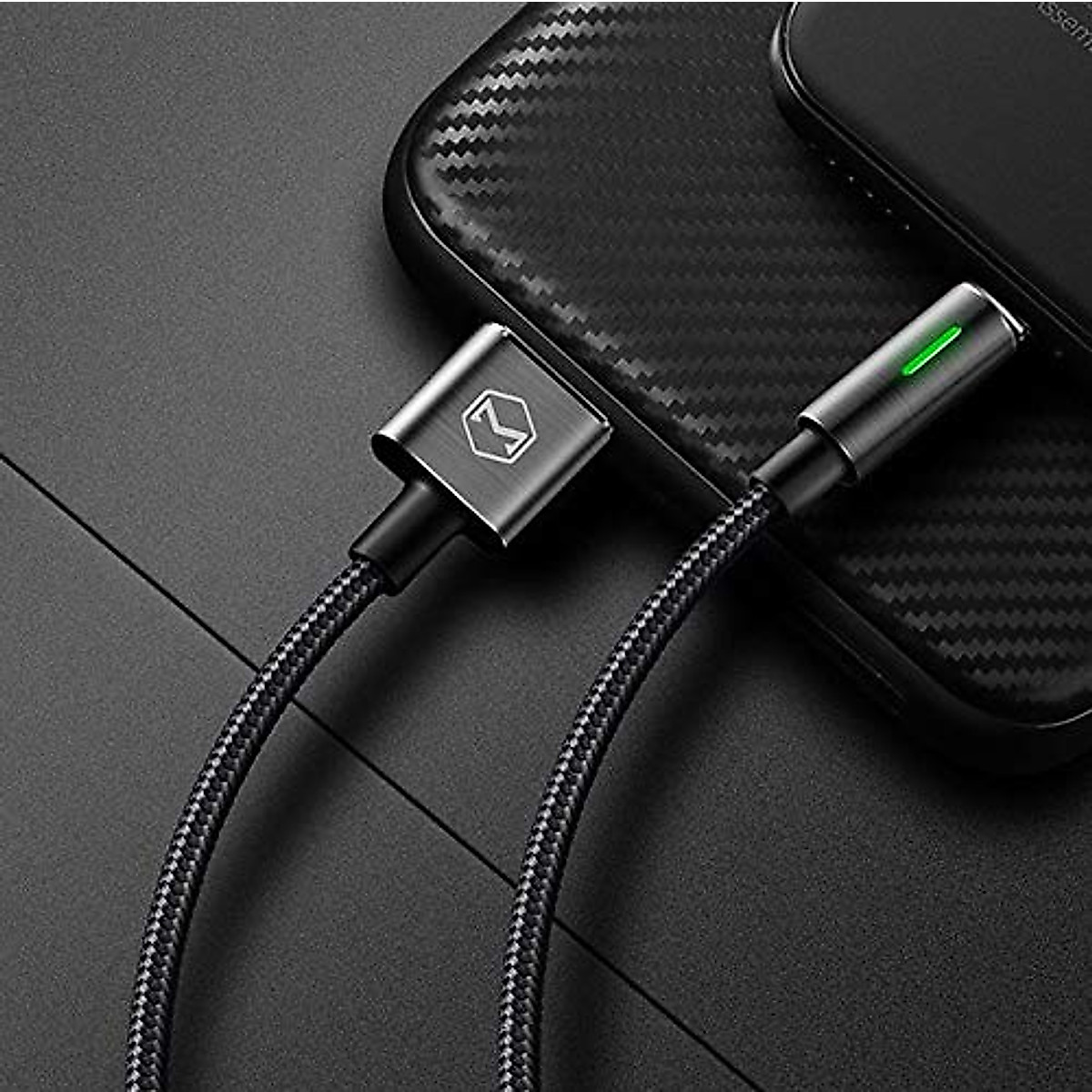 Power Off/On Smart LED Auto Disconnect and Auto Recharge Nylon Braided Sync Charge USB Data 6FT/1.8M Cable Compatible New Phone List Below (Black, 4FT/1.2M)