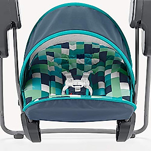 Fisher-Price On-the-Go Swing – Pixel Forest, baby seat with canopy that easily folds for travel