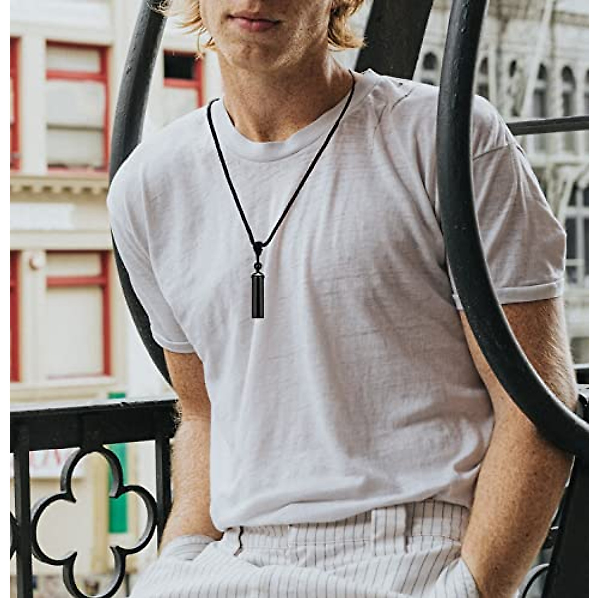 YATOJUZI Obsidian Crystal Necklace Cylindrical Pendant Necklaces Adjustable Rope Healing Crystals Stone Natural Gemstone Necklace Reiki Enger Quartz Jewelry for Women Men