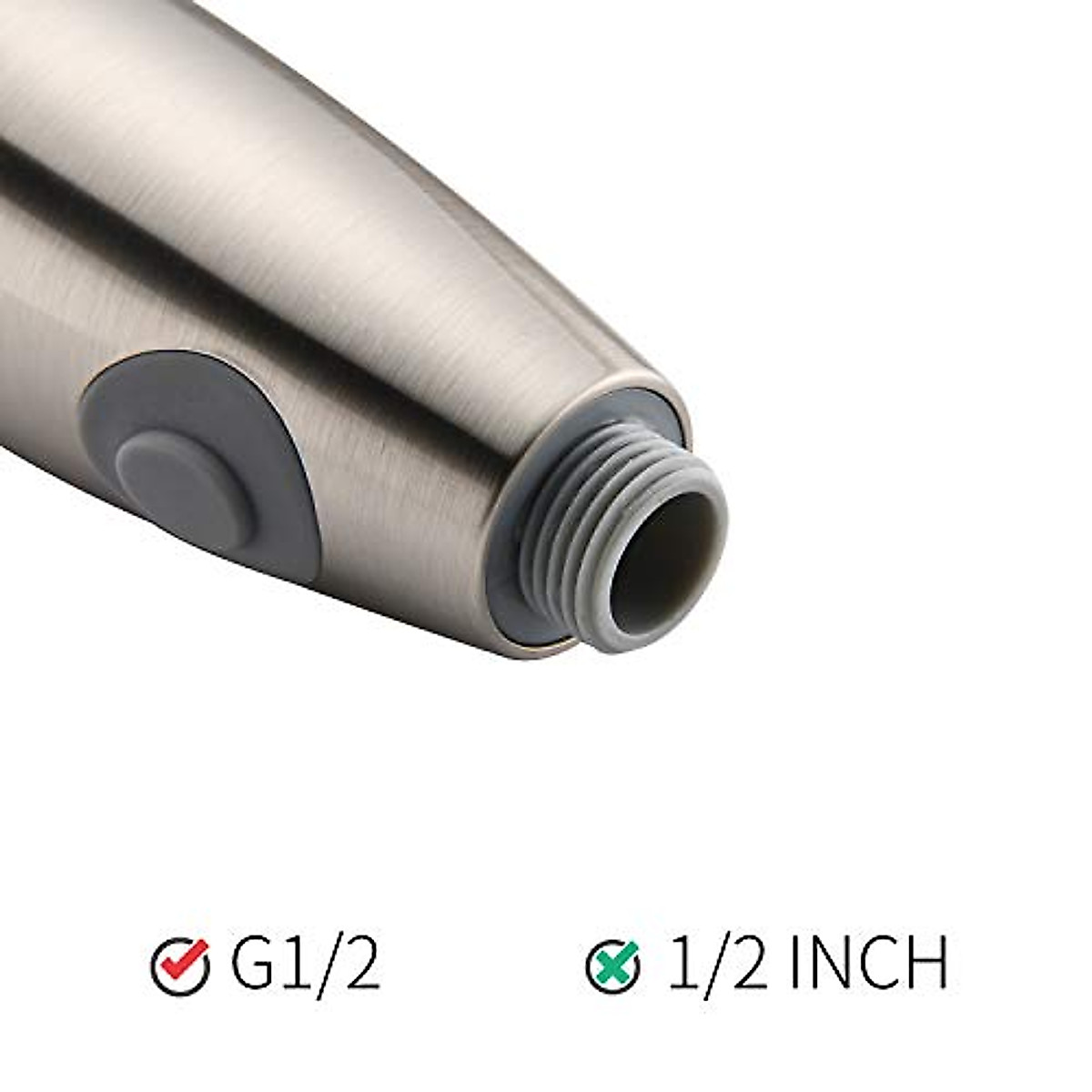 Kitchen Faucet Sprayer Head 2-Function Nozzle Spout G1/2 Connector Pull Down Pull Out Kitchen Tap Hose Sprayer Filter Sink Spray Head Replacement Part Brushed Nickel