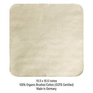 Washable Organic Diapers – Prefold Cloth Diaper Booster Pads for Baby and Toddler, Brushed Cotton (10-pack)