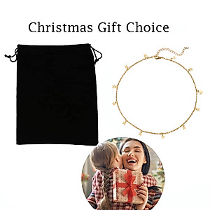 YANCHUN Star Necklace Choker Gold Stacked Necklace for Women Trendy Dainty Star Heart Circle Chokers Chain 80s 90s Summer Beach Jewelry