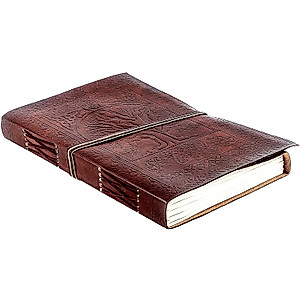 Tree of Life Leather Journal Notebook (180 Pages)- Genuine Leather Antique Vintage Refillable Journals for Men & Women - 7 x 10 Inch Unlined Paper Handmade Travel Writing Dairy, Sketchbook for Drawing