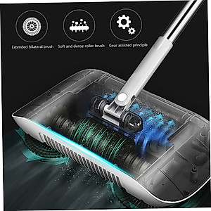 Ckuakiwu Manual Vacuum Sweeper, 180 Degree Rotating Push Vacuum Non Electric Floor Sweeper, 2 in 1 Manual Sweeper for Carpet and Floors(Blue)