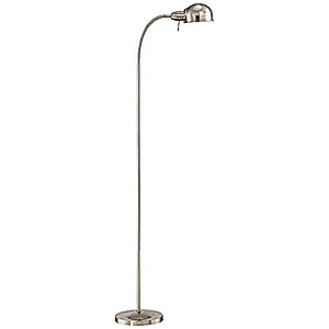 360 Lighting Ridley Modern Standing Task Floor Lamp 61" Tall Satin Nickel Silver Adjustable Gooseneck Arm Bright Lighting for Living Room Reading House Decor Bedroom Home