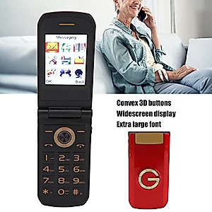 Tangxi Flip Phone for Seniors,Unlocked Senior Flip Cell Phone with Big Buttons GSM Flip Phone for Elderly,Fast Dial,Camera,Radio,Calculator,Calendar (Red)