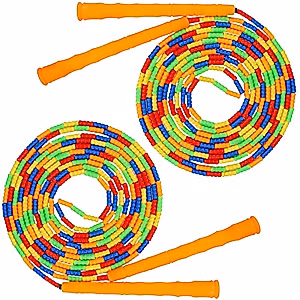 Supertrip Double Dutch Jump Rope Soft Beaded Jump Rope Long Jump Rope 16 FT 2 Pack, Jump Ropes For Women Adult Kids Adjustable Skipping Rope Long Enough for 4-5 Jumpers Orange
