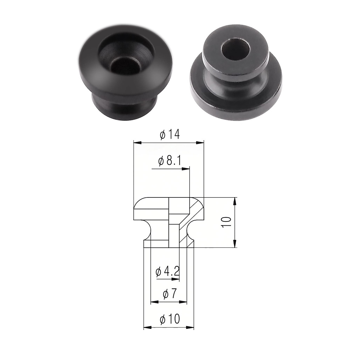 Rubatone Guitar Strap Buttons Strap Pins End Pins for Acoustic Guitar Electric Guitar Banjo Ukulele Mushroom Head Set of 2pcs Black.