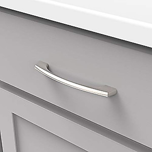Hickory Hardware 1 Pack Solid Core Kitchen Cabinet Pulls, Luxury Cabinet Handles, Hardware for Doors & Dresser Drawers, 5-1/16 Inch (128mm) Hole Center, Stainless Steel, Greenwich Collection