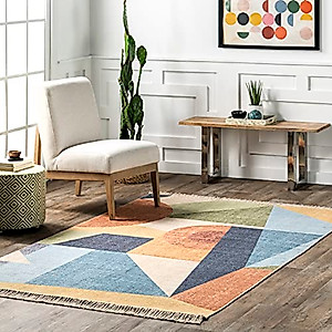 nuLOOM Solène Colorful Geometric Tasseled Area Rug, 8' x 10', Blue