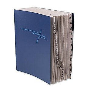 Smead® - Deluxe Expandable File, 1-31/Jan-Dec Index, Letter Size, Pressboard, Navy Blue - Sold As 1 Each - Keep Loose Paperwork neatly categorized in This Attractive Desktop File.