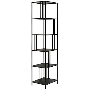 Henn&Hart 18" Wide Rectangular Bookcase in Blackened Bronze, for Home Office, Living Room