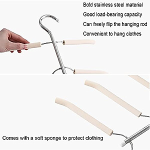 JFFLYIT Blouse Tree Hangers Multi-Layer Clothes Hangers 3 Pack 5 in 1 Non Slip Space Saving Closet Organizer Stainless Steel Shirt Hangers Coats Hangers(3 Pack)