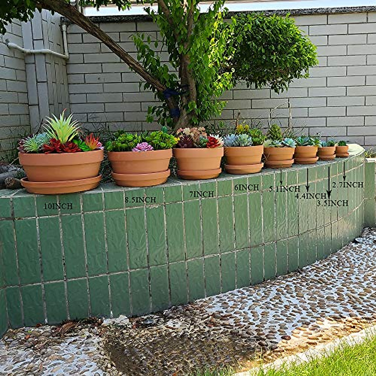 Yishang 3.5 Inch Shallow Terra Cotta pots with Saucer/Tray,Ceramic Clay Planter with Drain Hole for Succulent & Cactus Nursery Planter, DIY Craft Projects, Wedding and Party Favors