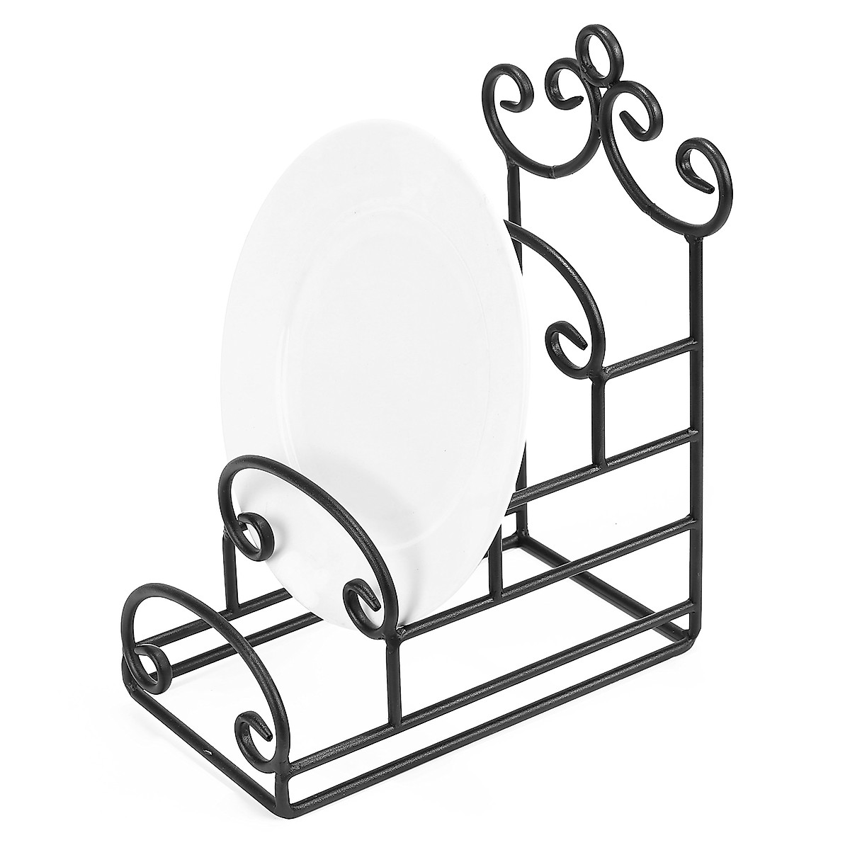 MyGift 4-Tier Vintage-Style Metal Scrollwork Plate Display Stand