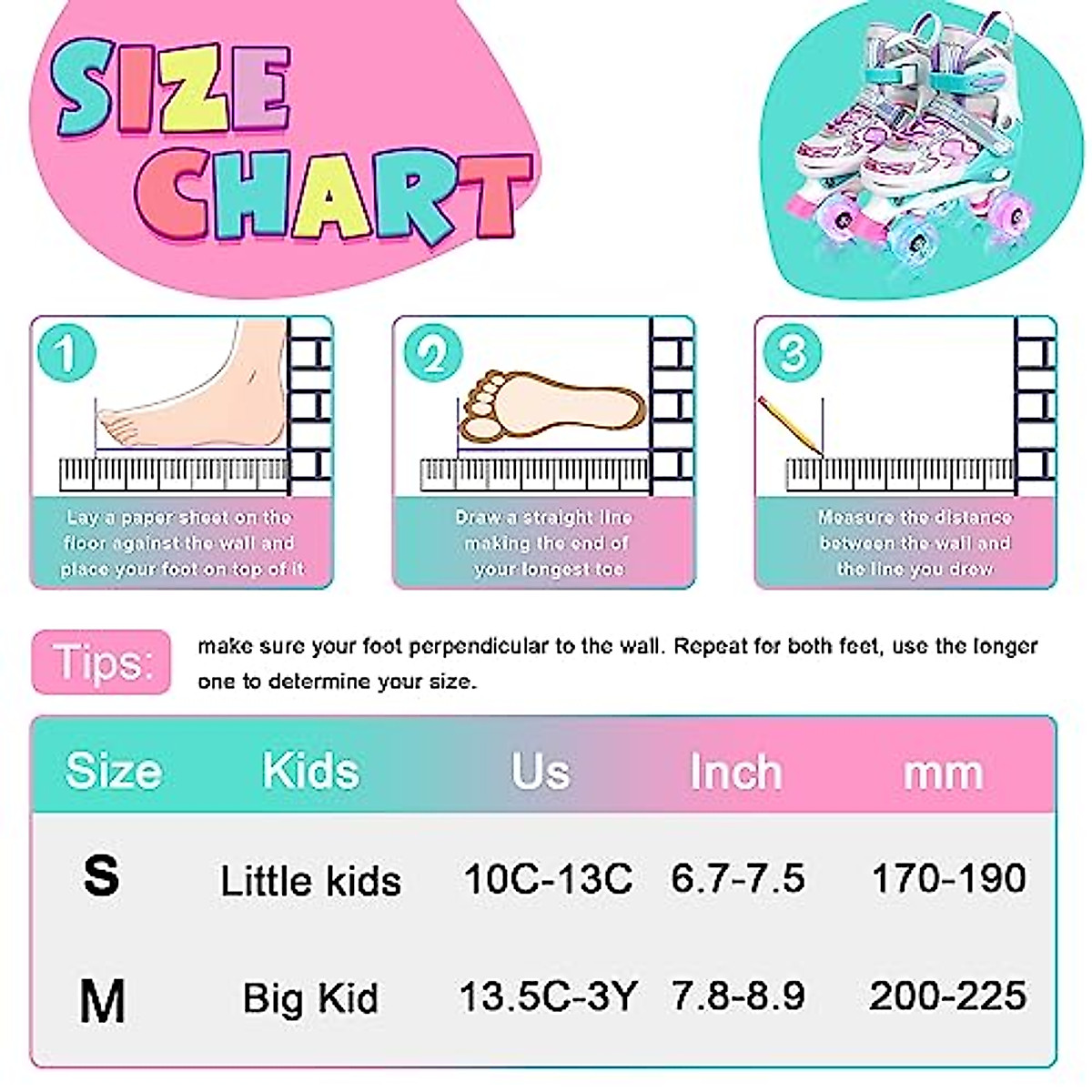 PLIIMONA Girls Roller Skates, 4 Size Adjustable All 8 Light up Wheels Roller Skate for Boys, Beginner Kids Roller Skates Indoor Outdoor