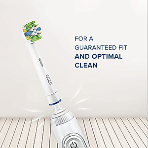 Oral-B Floss Action Electric Toothbrush Head with CleanMaximiser Technology, Angled Bristles for Deeper Plaque Removal, Pack of 4, Green, White, Yellow