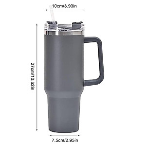 Insulated Stainless Steel Mug 40 oz - Travel Tumbler with Handle, Straw Lid, and Leak-Proof Design for Hot and Cold Drinks