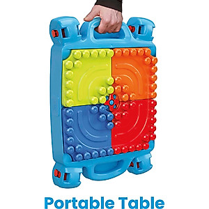 MEGA BLOKS First Builders Toddler Blocks Toy Set, Build ‘n Learn Activity Table with 30 Pieces and Storage, Blue, Ages 1+ Years (Amazon Exclusive)