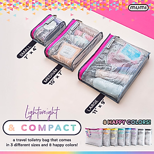 MUMI Travel Toiletry Bag Set of 3 – Water-Resistant Toiletry Bags for Women & Men – Clear Bags for Toiletries, Skincare, Makeup & Travel Essentials – Lightweight, Durable & Portable Organizer - Yellow