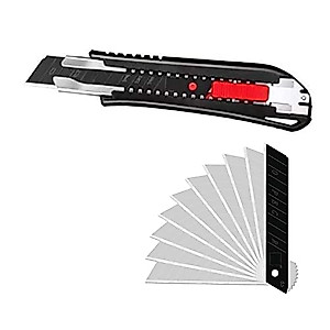 Retractable Utility Knife with 11 Breakable Blades, Sturdy and Practical Simple Structure snap off utility knife boxcutter 18mm knife. (utility knife)