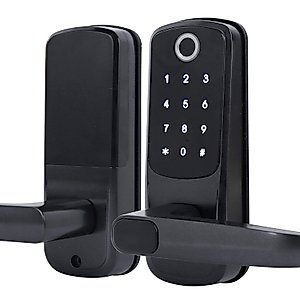 Biometric Fingerprint Door Lock, Fingerprint Password Lock, Remote Control Doorlock, Intelligent Electronic Lock with Virtual Password Design/Mechanical Key/Anti-Peeping, for Alexa Voice Control