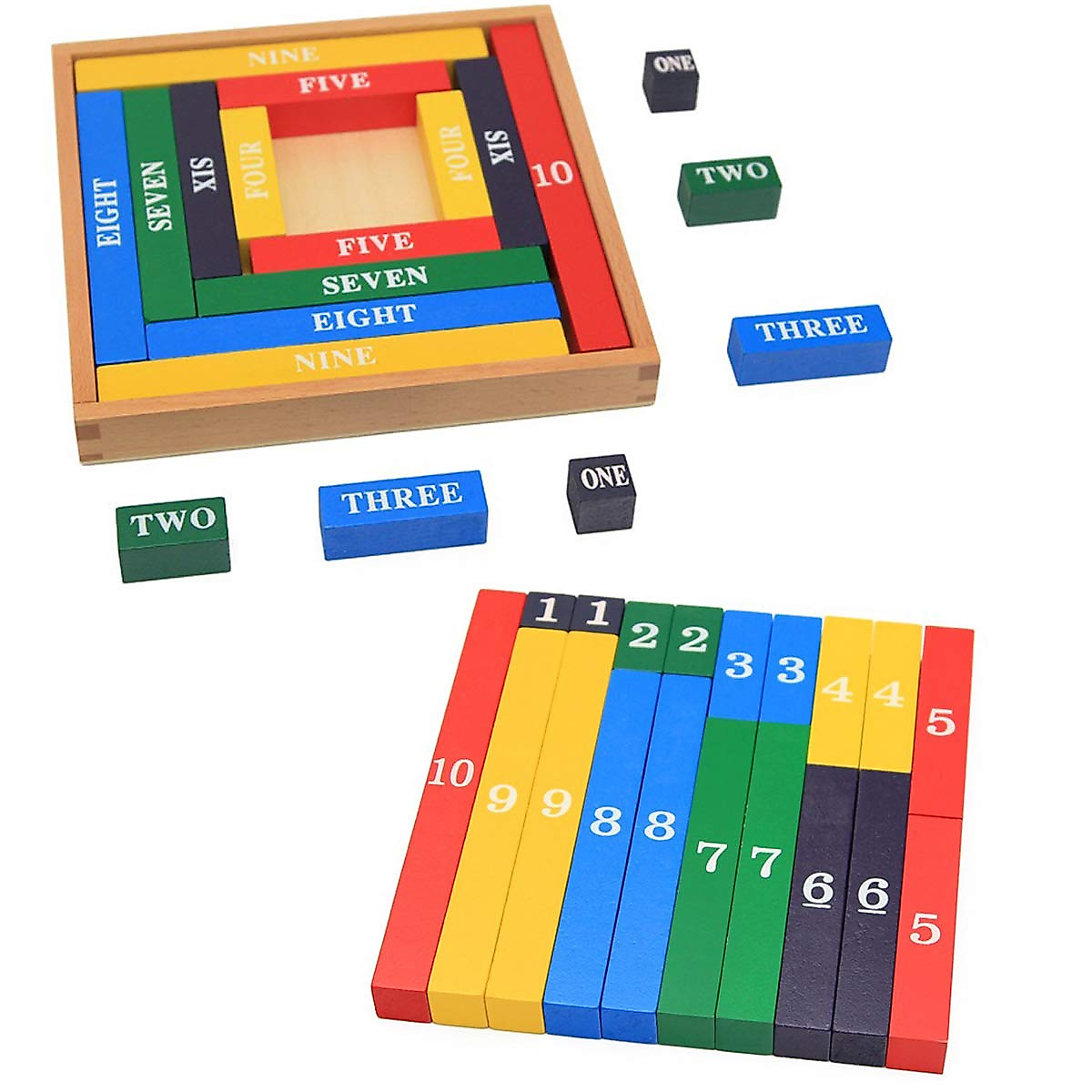 Mfumyy Montessori Math Materials for Preschool,Wood Small Numerical Rods,Educational Counting Toy,Math Blocks,Addition , Subtraction Games Educational Learning Material for Toddler,Multicolor,Medium