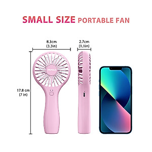 TriPole Mini Handheld Fan 5000mAh Battery Operated Small Fan 2 Speeds Powerful Personal Portable Fan USB Rechargeable Electric Fan for Eyelash Makeup Girls Women Summer Wedding Outdoor Travel, Pink