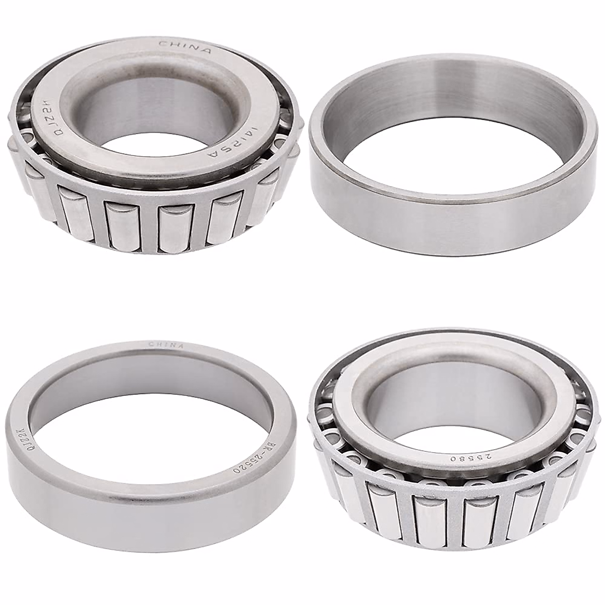 [1-Set] 5,200-7,000 lbs Trailer Axle Replacement Bearings, Cones: 14125A & 25580, Cups: 14276 & 25520, Tapered Roller Bearings [Fits Spindle D42, 2.125'' x 3.375'' and 2.250'' x 3.375'']
