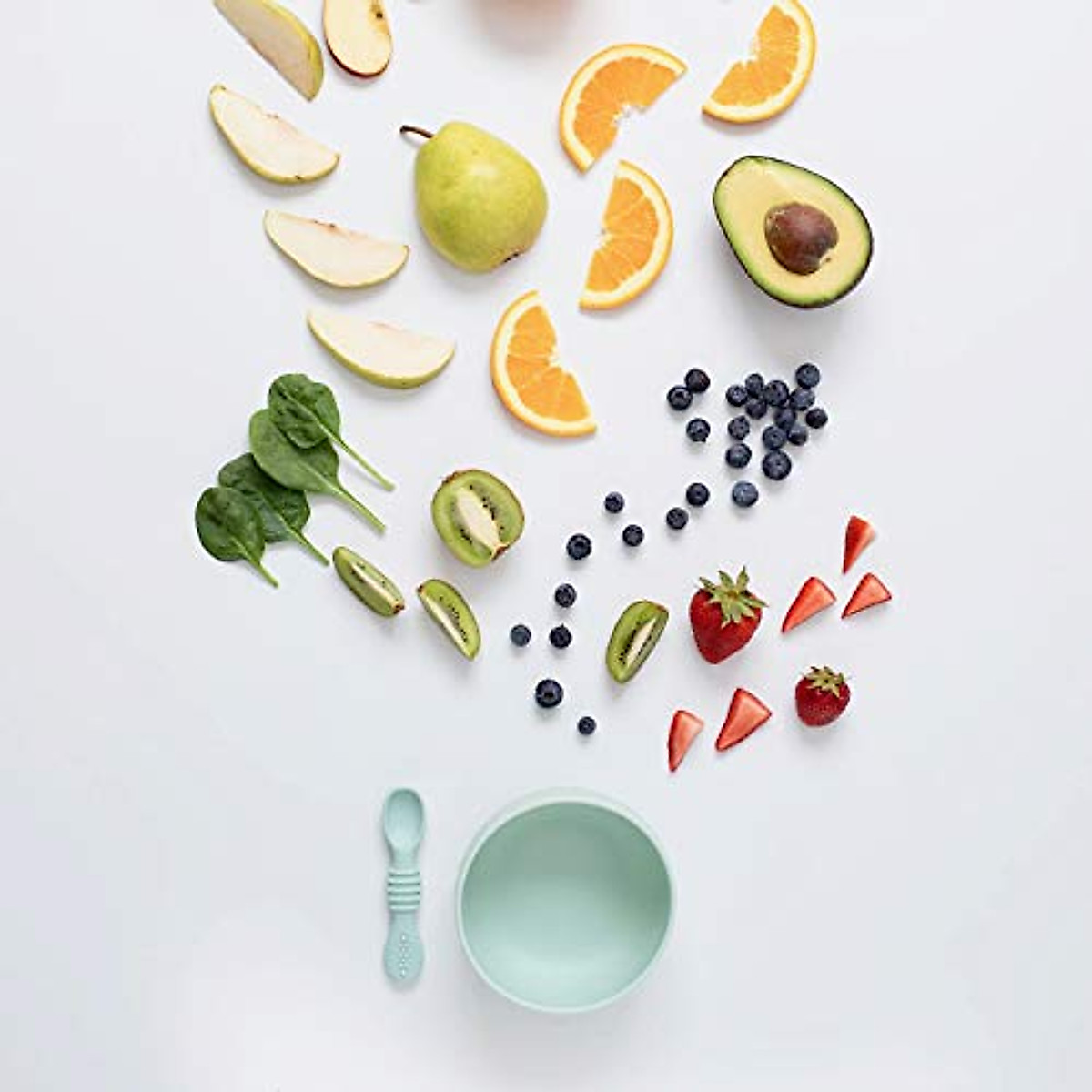 Simka Rose Baby Bowl and Spoon Set, Baby Bowls Suction for Toddler, BPA-Free Silicone Bowls Baby, Baby Bowl and Spoon Dishwasher and Microwave Safe Baby Feeding Supplies (Sage)