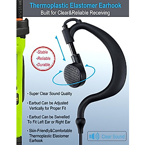commountain CP200D CLS1410 Earpiece Compatible for Motorola Radios R2 CLS1110 CP100D CP200 CP185 BPR40 BPR40D DTR700 DTR650 RDU4100 RDU4160D RMU2040 RMU2080D CLS CP, G Earhook Headset Ear Piece-5 Pack
